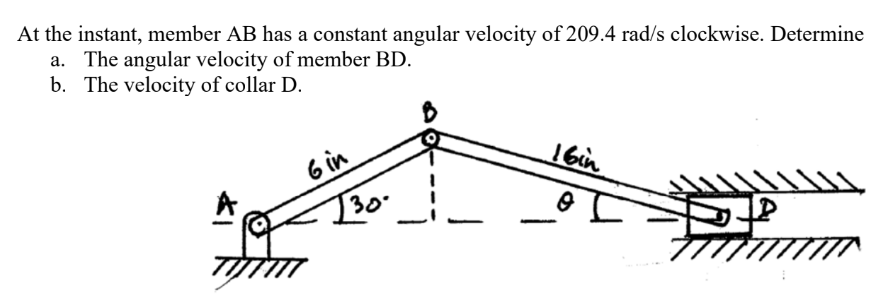 Solved At the instant, member AB has a constant angular | Chegg.com