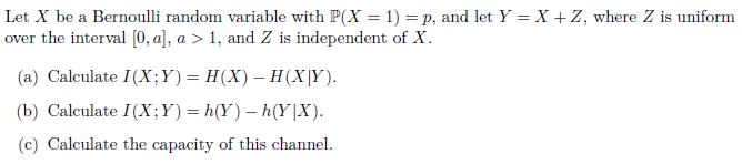 Let X be a Bernoulli random variable with P(X = 1) | Chegg.com