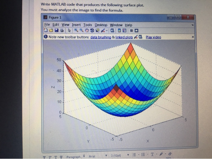 Solved Write MATLAB code that produces the following surface | Chegg.com