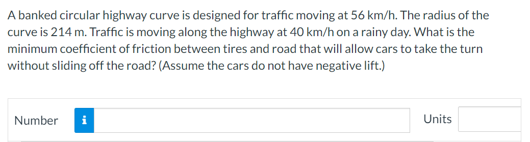 Solved A banked circular highway curve is designed for | Chegg.com