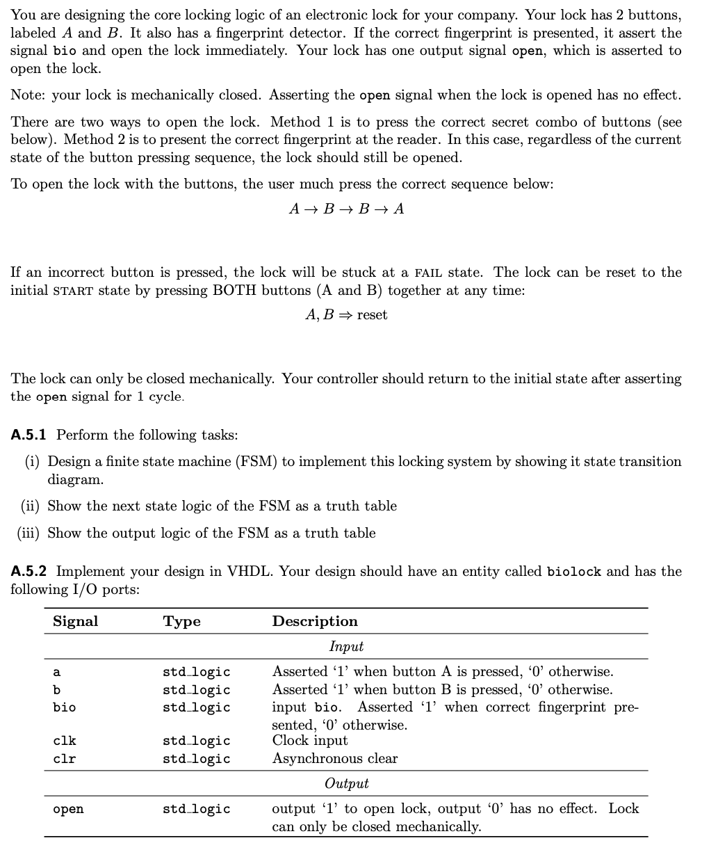 Solved You are designing the core locking logic of an | Chegg.com
