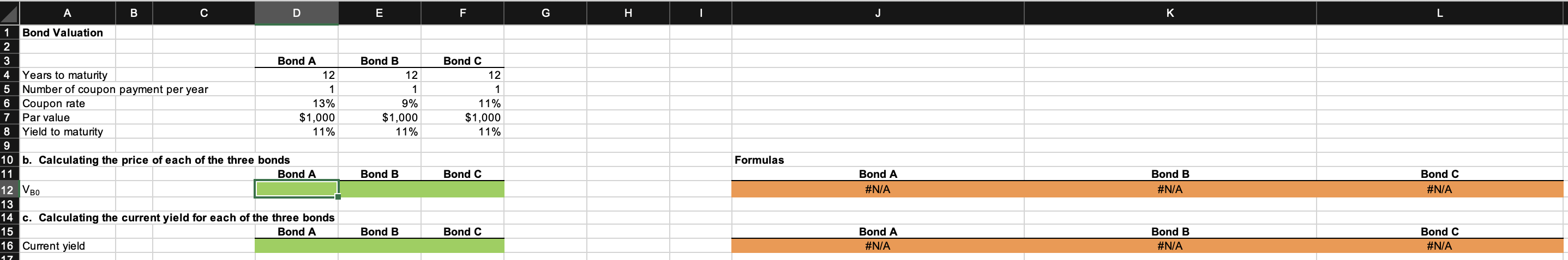 Solved Excel Activity: Bond Valuation Clifford Clark is a | Chegg.com