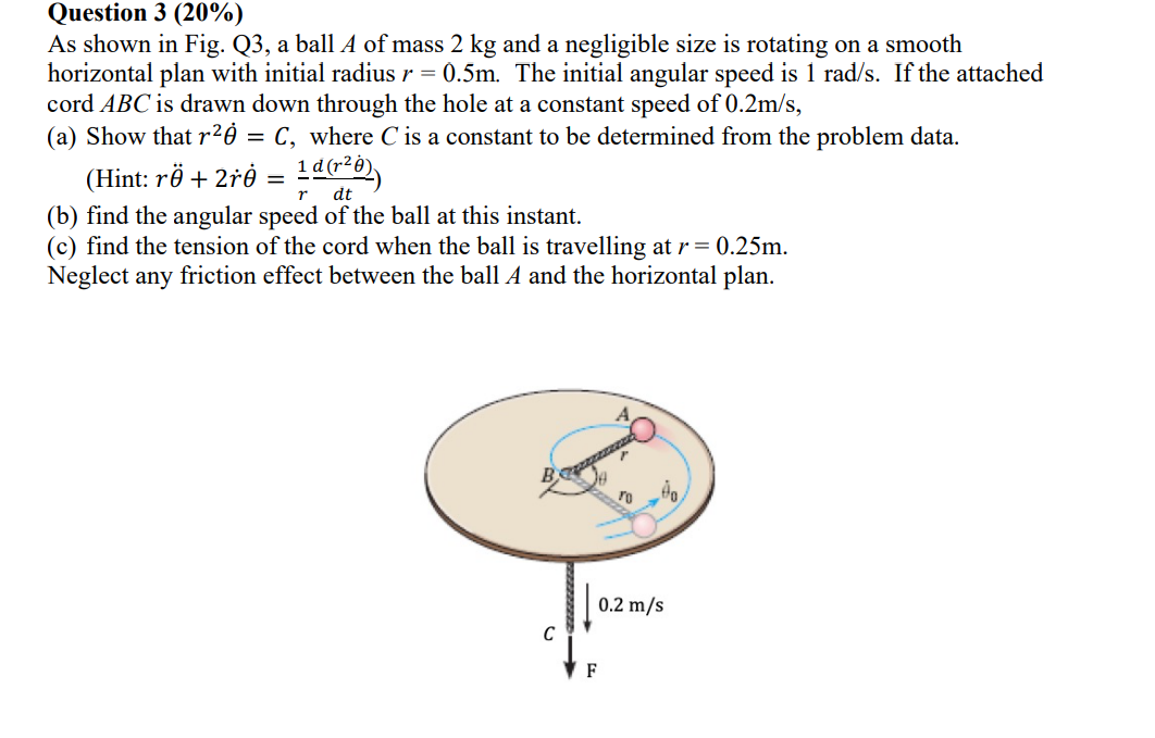 Solved Question 3 (20%)As shown in Fig. Q3, ﻿a ball A ﻿of | Chegg.com