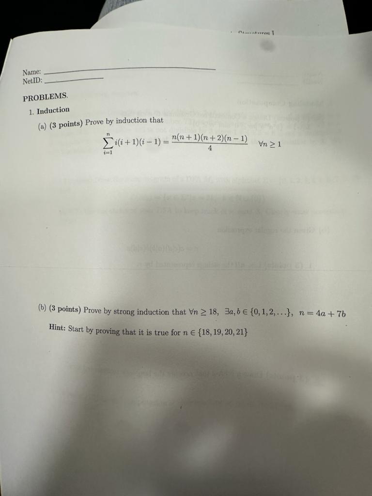 Solved NetID:Modeling Computation(a) (3 ﻿points) ﻿Design a | Chegg.com