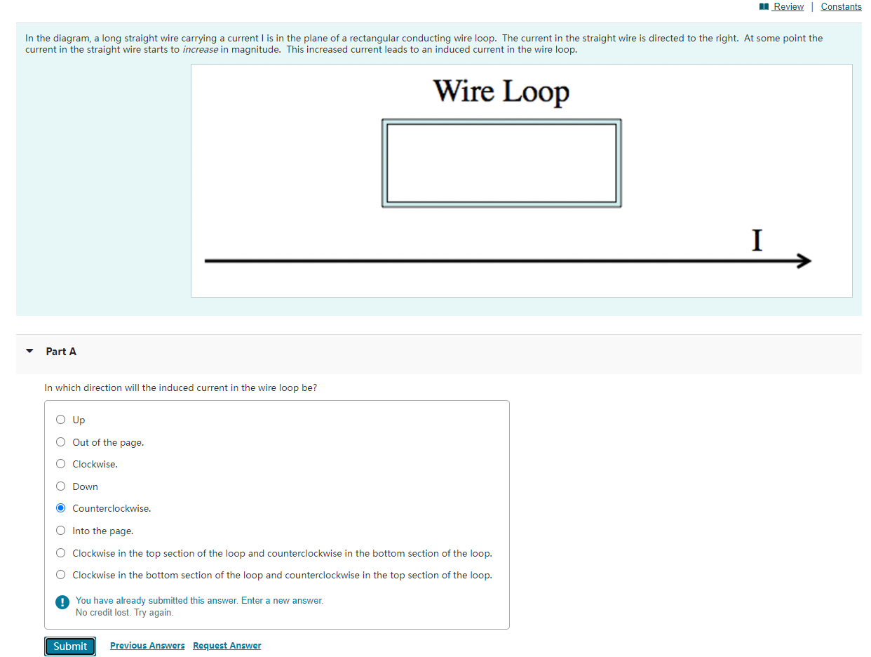 Solved Review Constants In the diagram, a long straight wire | Chegg.com