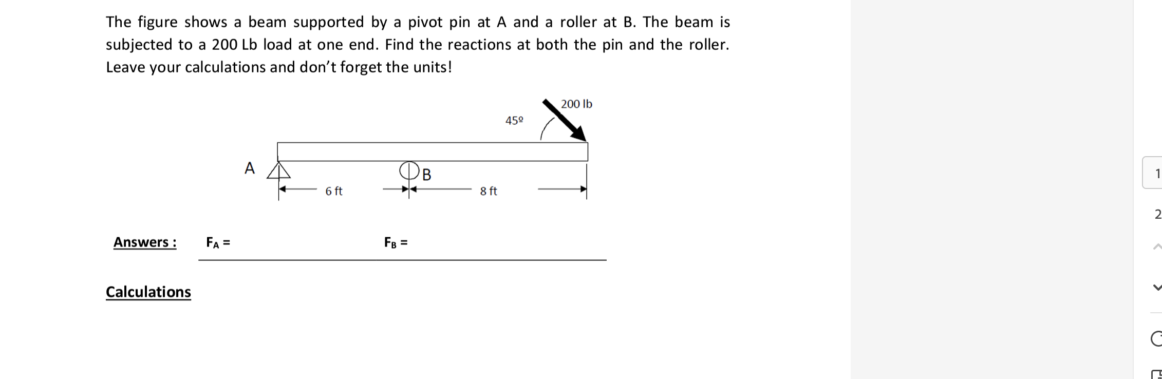 Solved The figure shows a beam supported by a pivot pin at A | Chegg.com