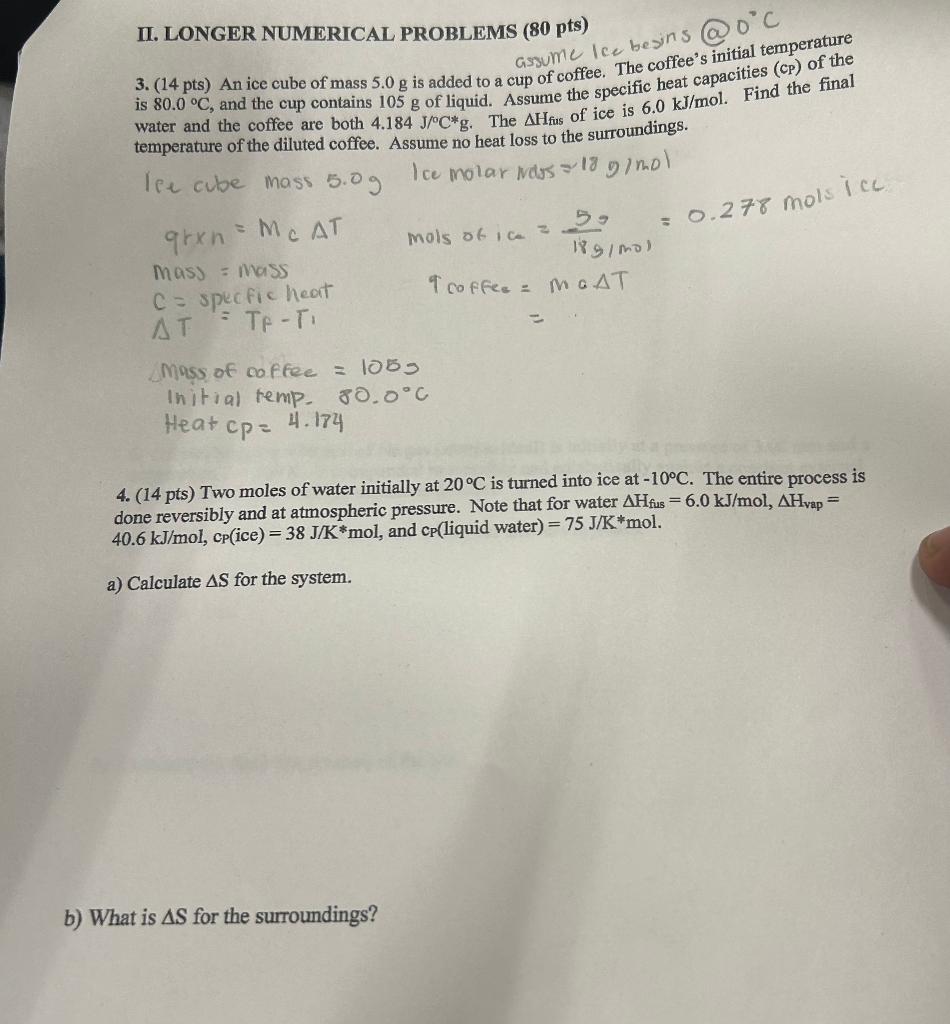 Solved II. LONGER NUMERICAL PROBLEMS ( 80pts) 3. (14 pts) An | Chegg.com