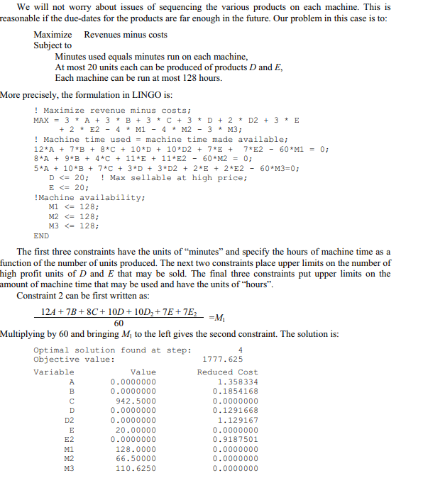 Solved A certain plant can manufacture five different | Chegg.com