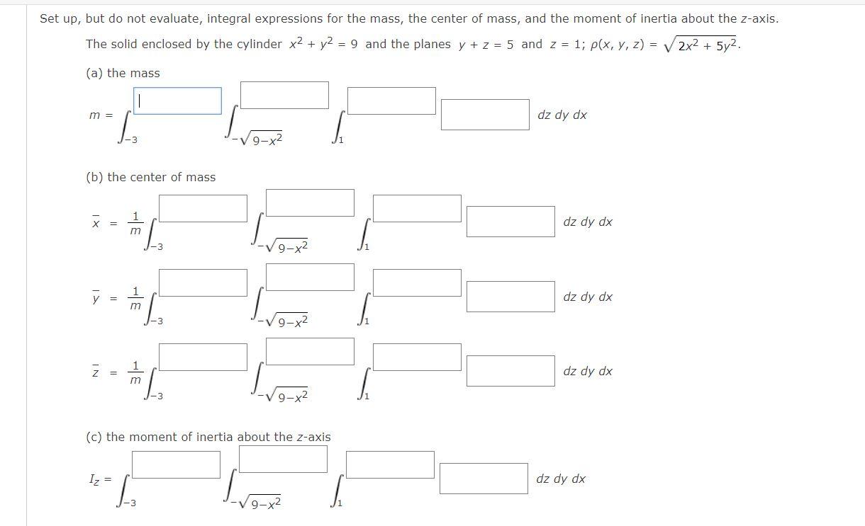 Solved Set up, but do not evaluate, integral expressions for | Chegg.com