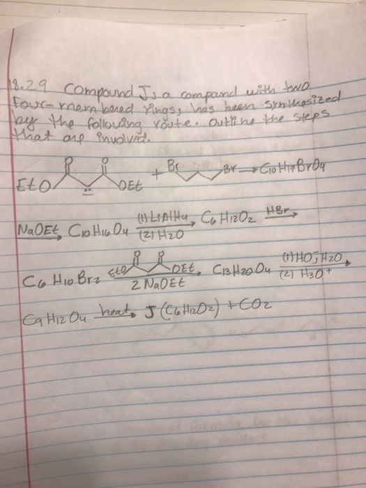 Solved Compound J a compound with two four-membered rings, | Chegg.com