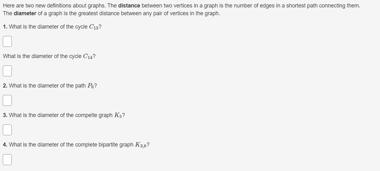 Solved Here are two new definitions about graphs. The | Chegg.com