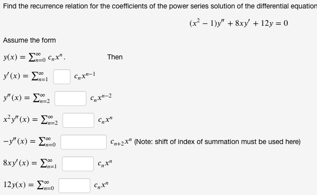 Solved Find The Recurrence Relation For The Coefficients Of
