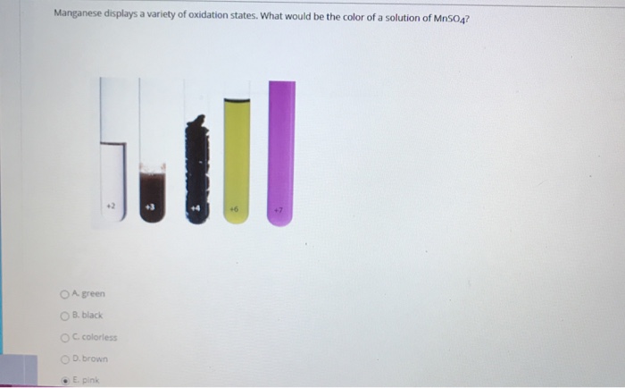 Solved Manganese displays a variety of oxidation states. | Chegg.com