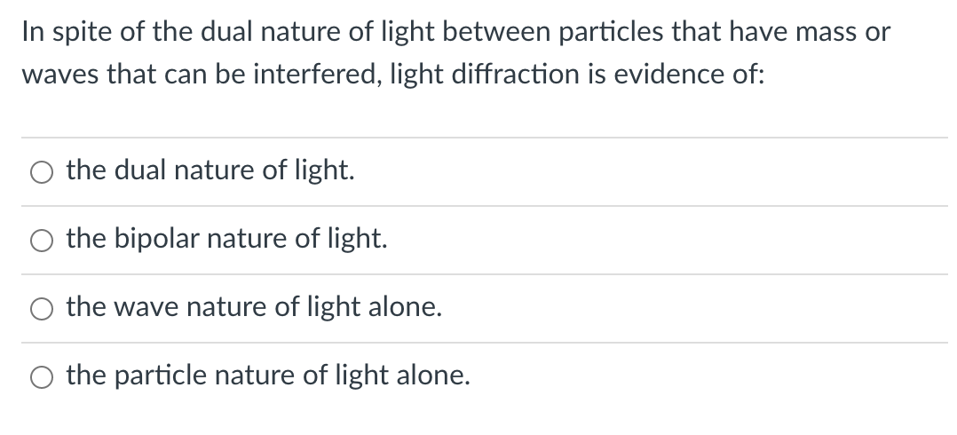 Solved In spite of the dual nature of light between | Chegg.com