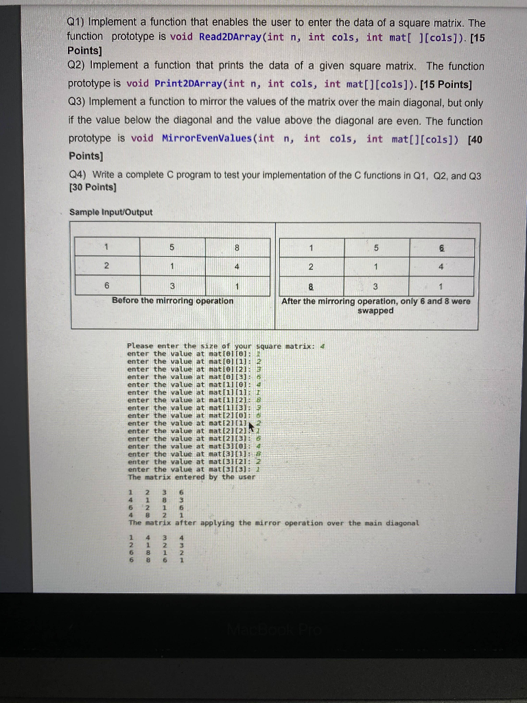 Solved Q1) Implement a function that enables the user to | Chegg.com
