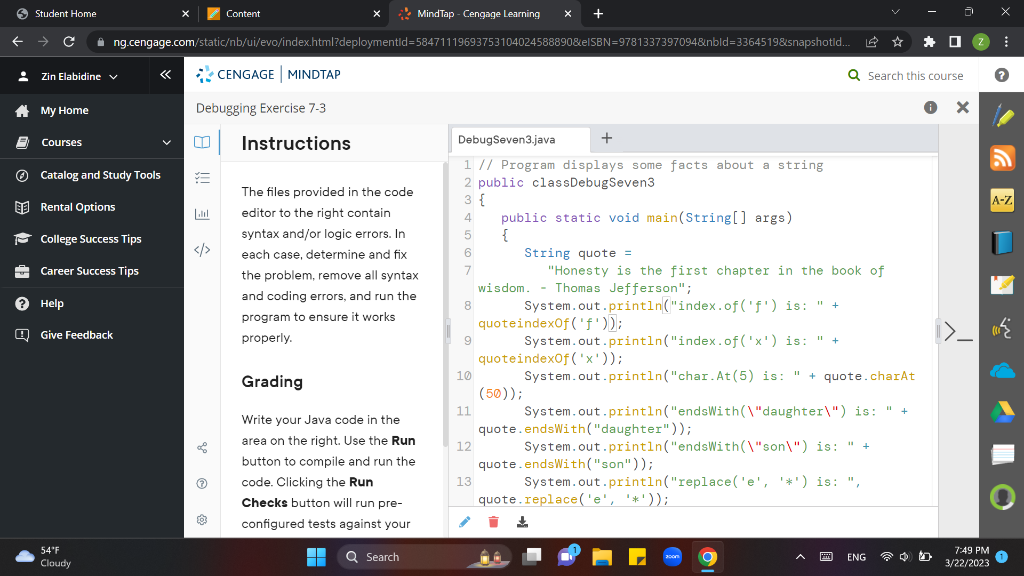 Solved DebugSeven3 The files provided in the code editor to | Chegg.com