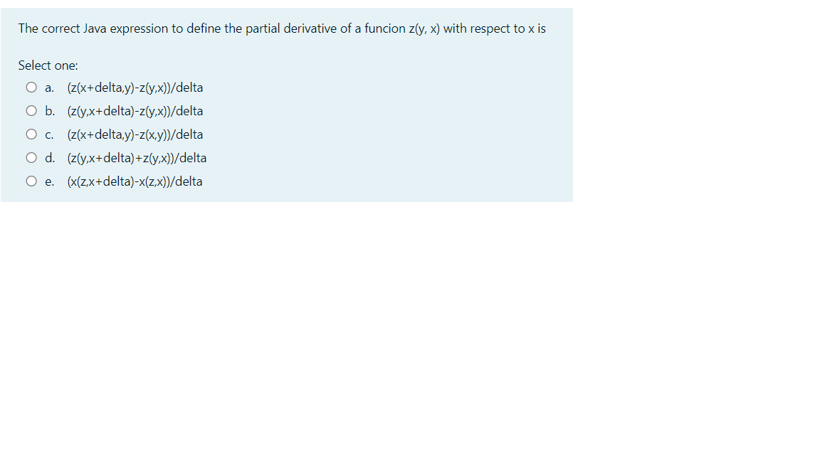 Solved The correct Java expression to define the partial | Chegg.com
