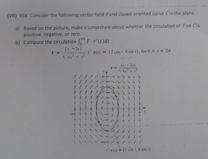 Solved (VII) #58 Consider the following vector field Fand | Chegg.com