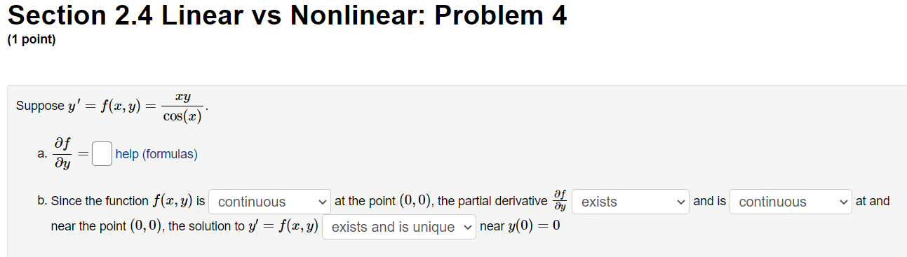Solved Section 2.4 Linear vs Nonlinear: Problem 4 (1 point) | Chegg.com