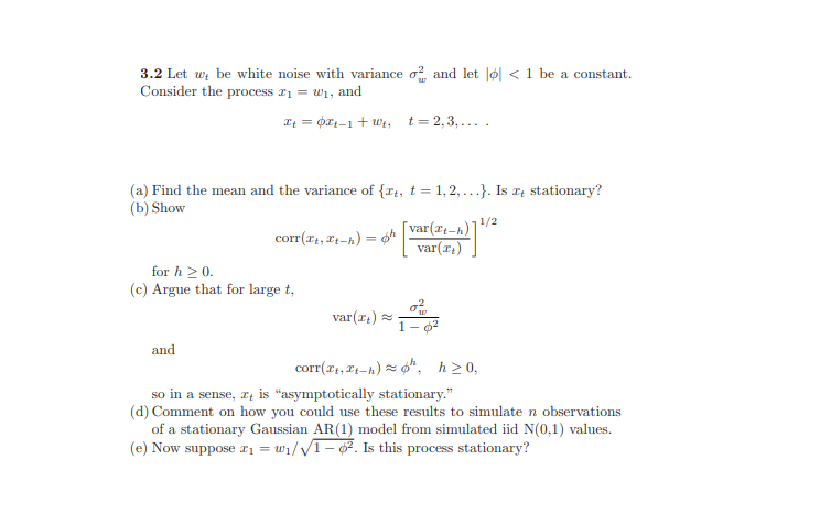 3.2 Let wt be white noise with variance σw2 and let | Chegg.com