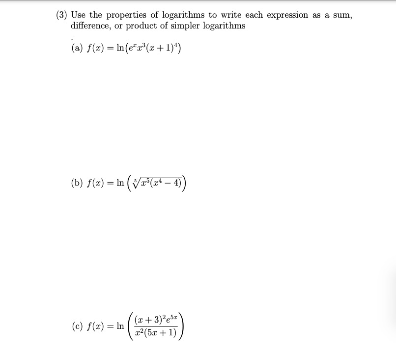 Solved 1 (1) For functions: f(x) = x +1, g(x) = 3e" and h(x) | Chegg.com