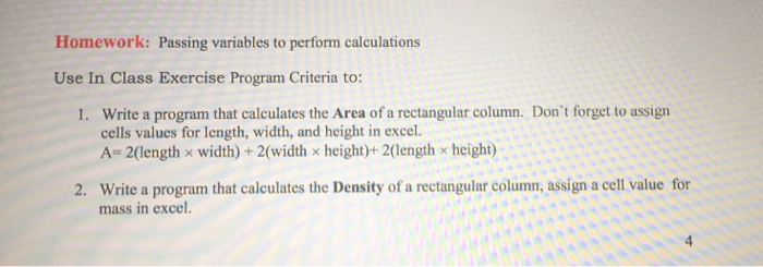 Solved: Homework: Passing Variables To Perform Calculation... | Chegg.com