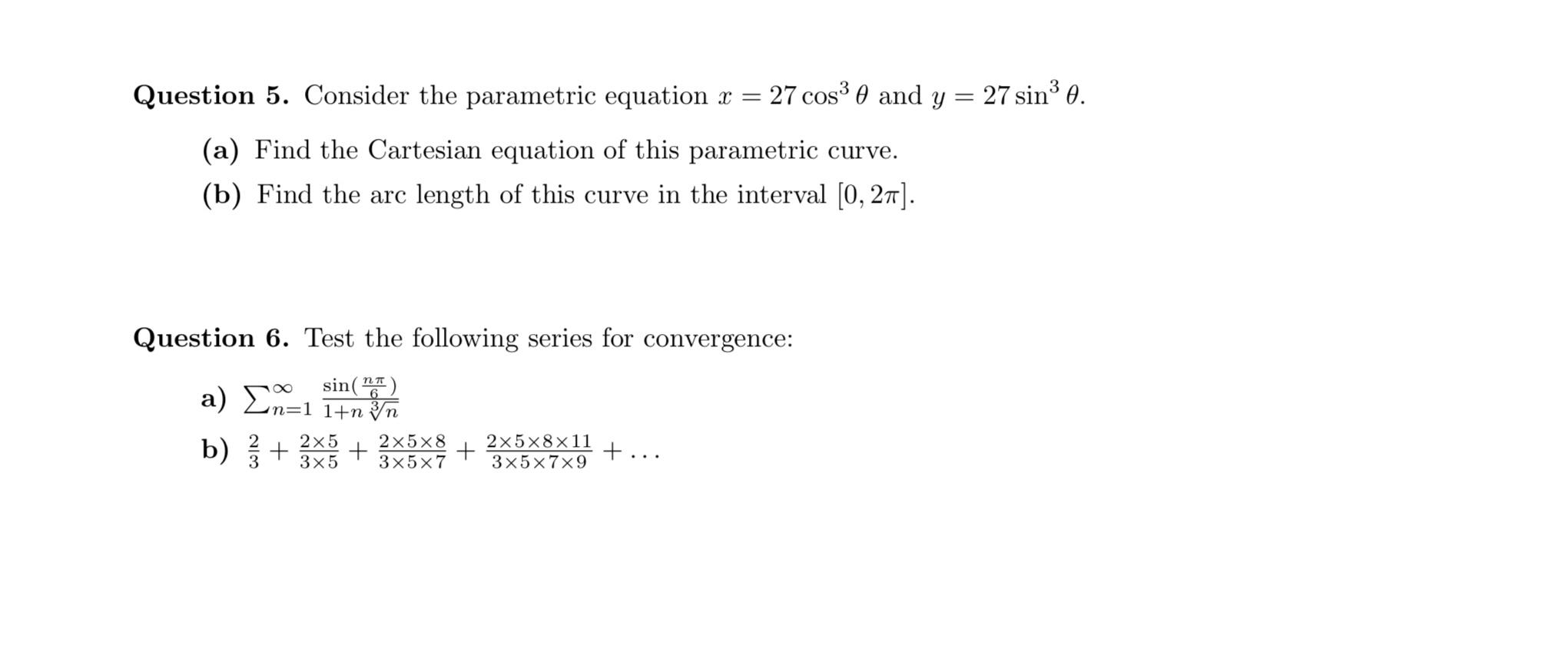 Solved Question 5. Consider the parametric equation | Chegg.com