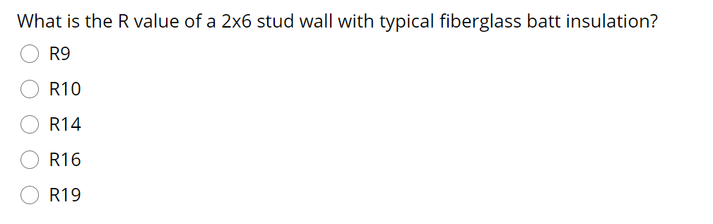 Solved What is the R value of a 2x6 stud wall with typical | Chegg.com