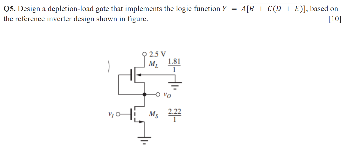 Solved Q5. Design a depletion-load gate that implements the | Chegg.com
