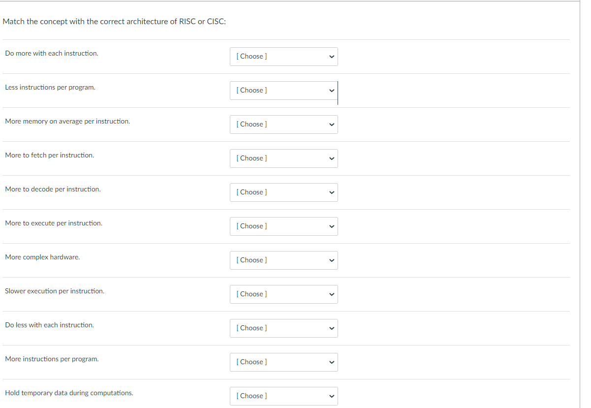 Solved Match the concept with the correct architecture of | Chegg.com