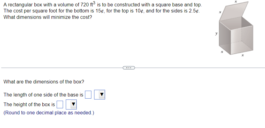 Solved A rectangular box with a volume of 720ft3 is to be | Chegg.com
