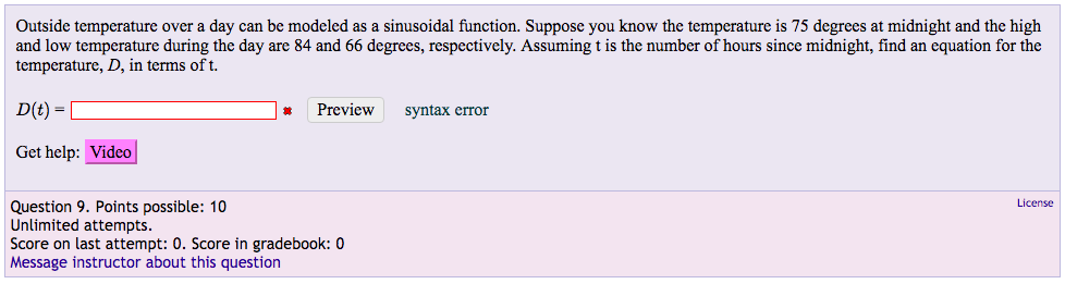 Solved Outside temperature over a day can be modeled as a | Chegg.com