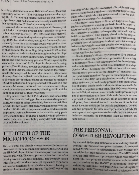 Solved Case study 11: Intel Corporation 1968 - 2003 | Chegg.com