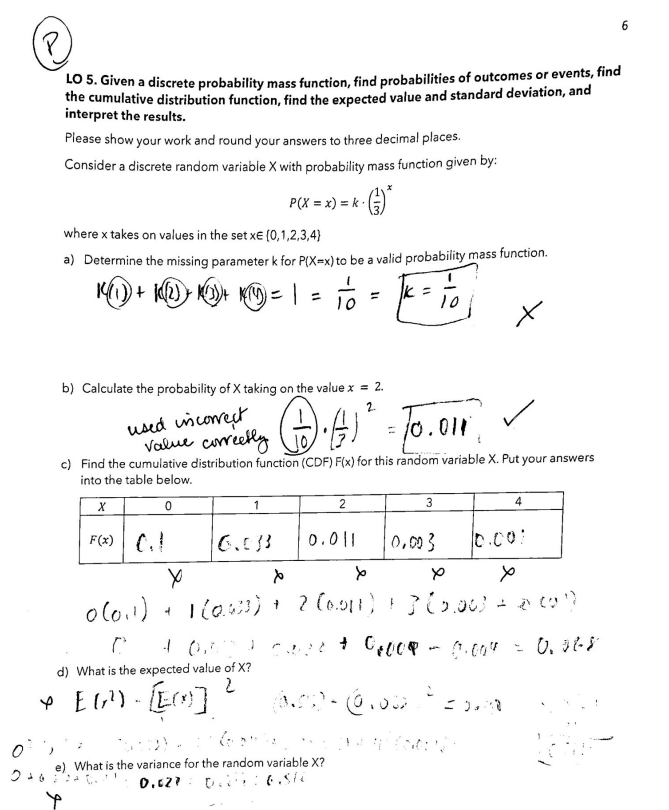 Solved LO 5. Given a discrete probability mass function, | Chegg.com