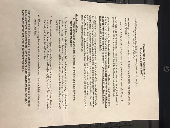 Solved Programming Assignment 5 Csci 251 Spring 2017 An