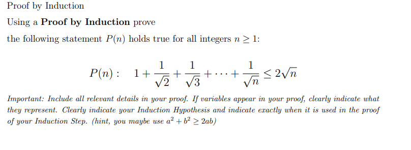 Solved Proof by Induction Using a Proof by Induction prove | Chegg.com