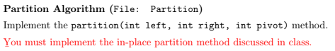 Solved import java.util.Random; public class Partition { | Chegg.com