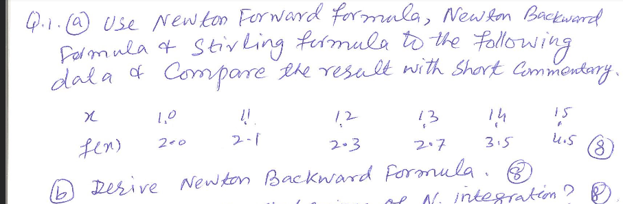 Solved 4.1.@ use Newton Forward formula, Newton Backward | Chegg.com