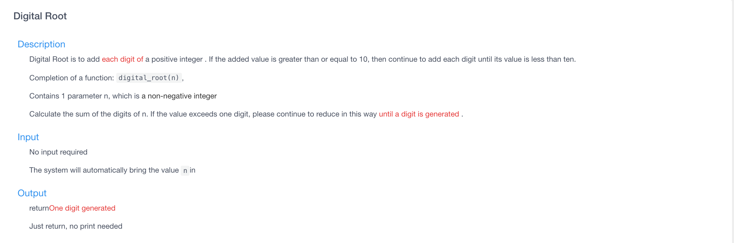 Solved Digital Root Description Digital Root is to add each | Chegg.com