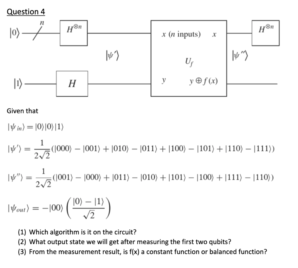 Solved Question 4 n 10) H®n H® x (n inputs) X 1%) y") Uf 11) | Chegg.com