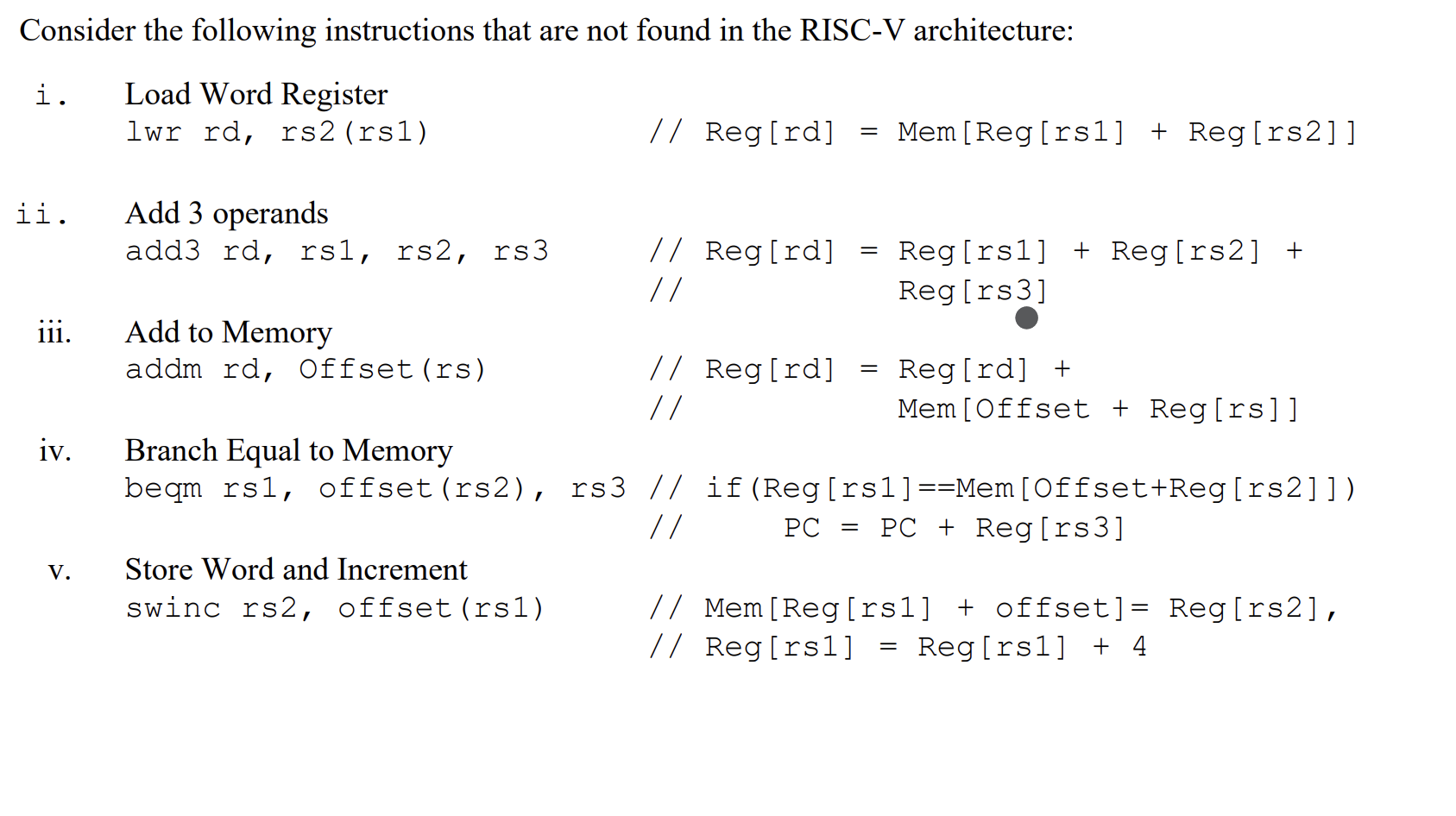 Consider the following instructions that are not | Chegg.com