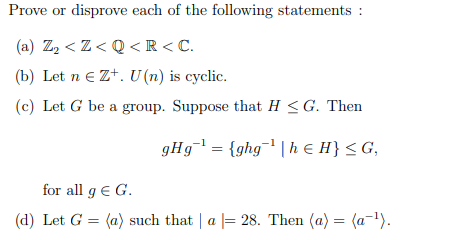 Solved Prove or disprove each of the following statements : | Chegg.com