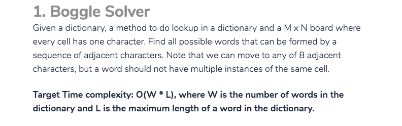 Solved 1. Boggle Solver Given a dictionary, a method to do | Chegg.com