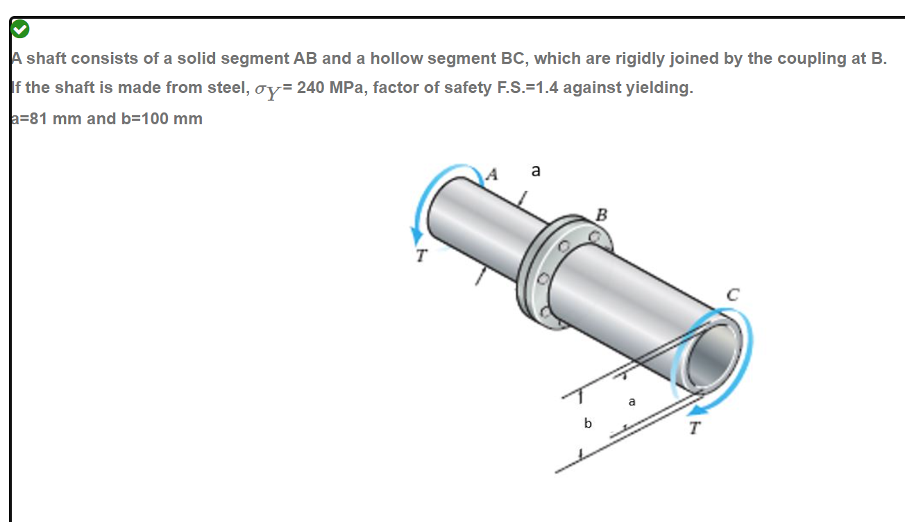 Solved A shaft consists of a solid segment AB ﻿and a hollow | Chegg.com