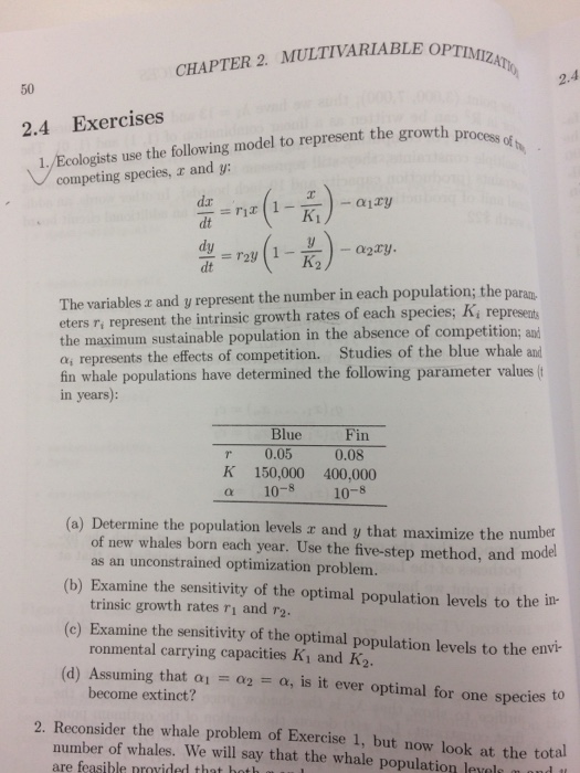 Solved CHAPTER 2. MULTIVARIABLE OPTI 50 2.4 Exercises 1. | Chegg.com
