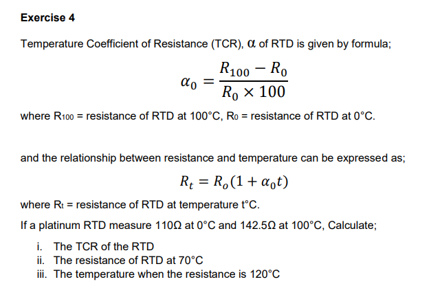Solved Exercise 4 Temperature Coefficient of Resistance | Chegg.com