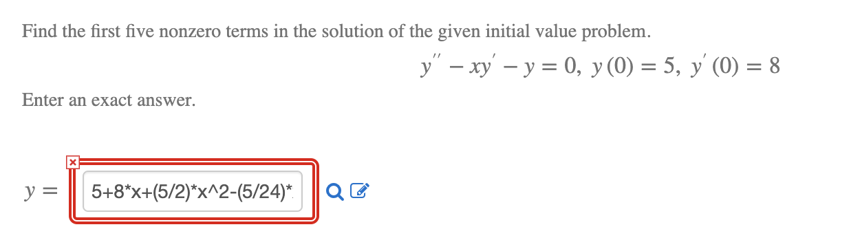 Solved Find the first five nonzero terms in the solution of | Chegg.com