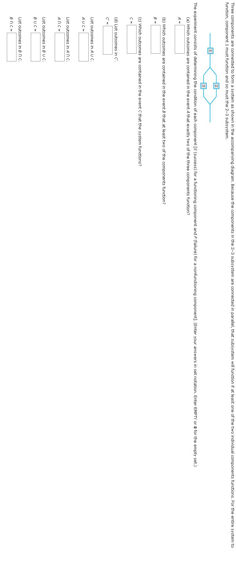 Solved Three components are connected to form a system as | Chegg.com