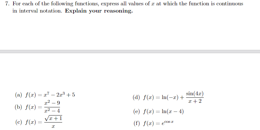 Solved For each of the following functions, express all | Chegg.com