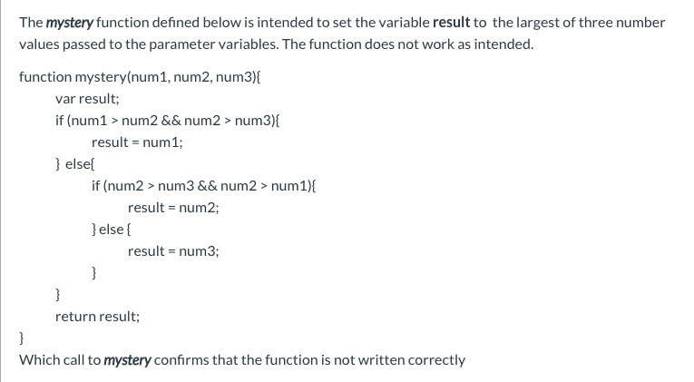 Solved The mystery function defined below is intended to set | Chegg.com